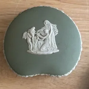 Wedgwood | Accents | Wedgwood Celadon Green Jasperware Cupid Vanity Set ...